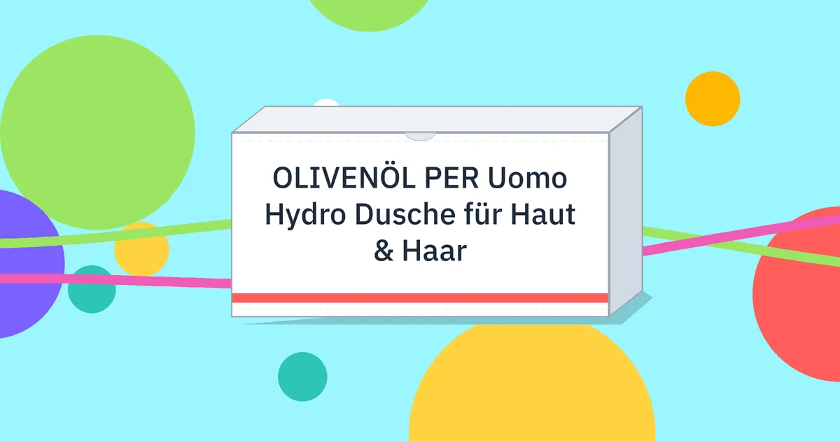 Symbolbild: Packung mit der Aufschrift OLIVENÖL PER Uomo Hydro Dusche für Haut & Haar (PZN 03327227) – Verfügbarkeit und Bezug in Apotheken in Frankfurt am Main