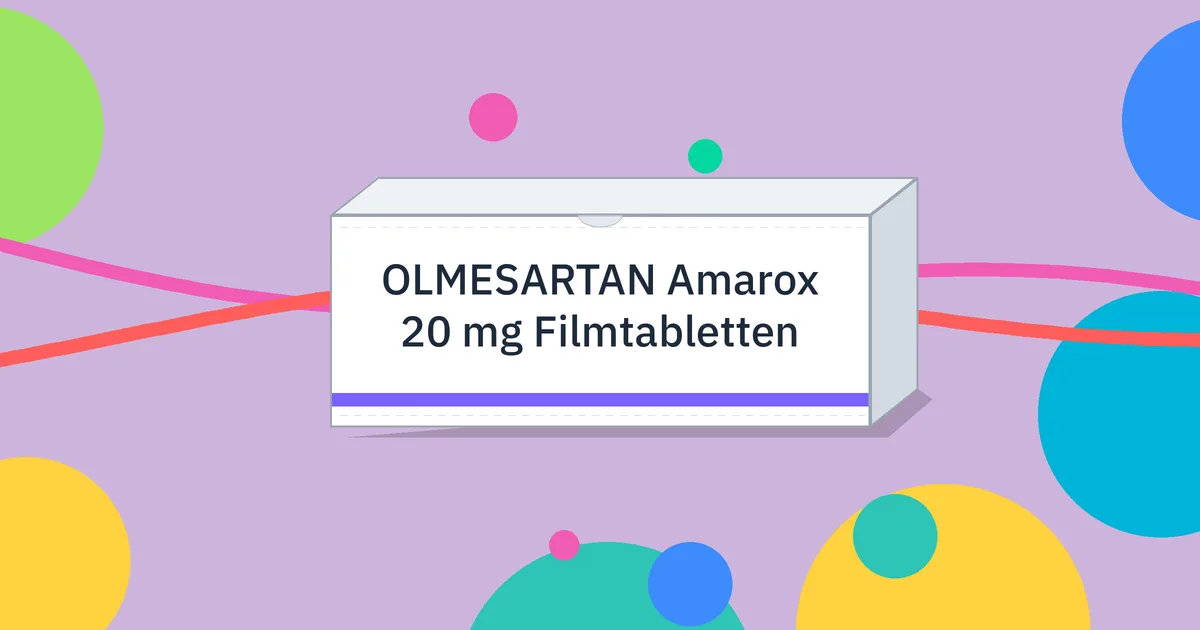 Symbolbild: Packung mit der Aufschrift OLMESARTAN Amarox 20 mg Filmtabletten (PZN 16804551) – Verfügbarkeit und Bezug in Apotheken in Frankfurt am Main