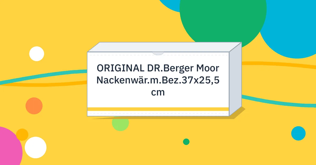 Symbolbild: Packung mit der Aufschrift ORIGINAL DR.Berger Moor Nackenwär.m.Bez.37x25,5 cm (PZN 18882934) – Verfügbarkeit und Bezug in Apotheken in Frankfurt am Main