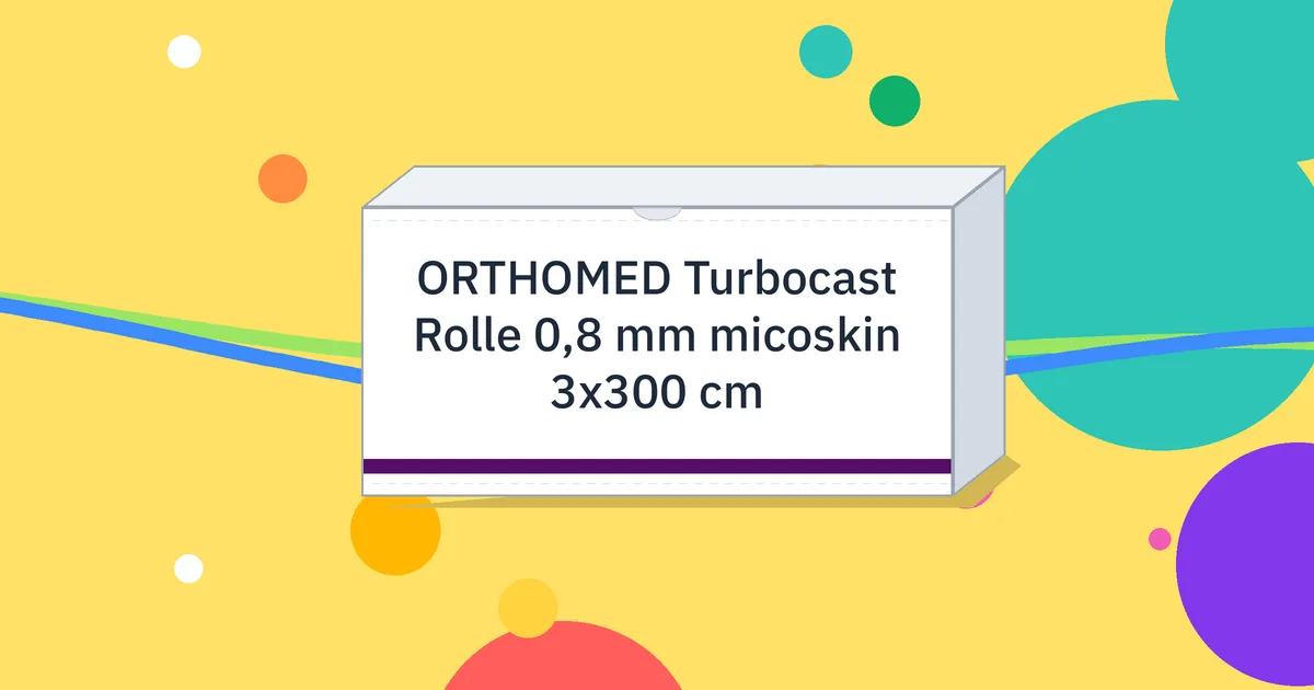 Symbolbild: Packung mit der Aufschrift ORTHOMED Turbocast Rolle 0,8 mm micoskin 3x300 cm (PZN 18373902) – Verfügbarkeit und Bezug in Apotheken in Frankfurt am Main