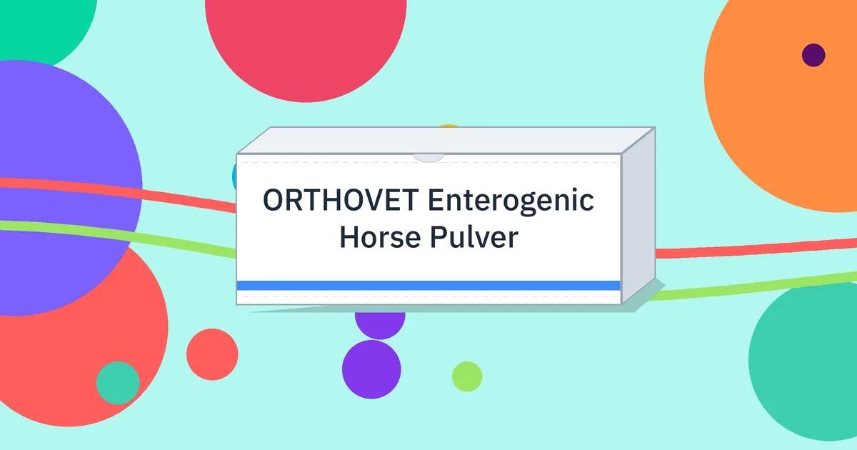 Symbolbild: Packung mit der Aufschrift ORTHOVET Enterogenic Horse Pulver (PZN 14320197) – Verfügbarkeit und Bezug in Apotheken in Frankfurt am Main