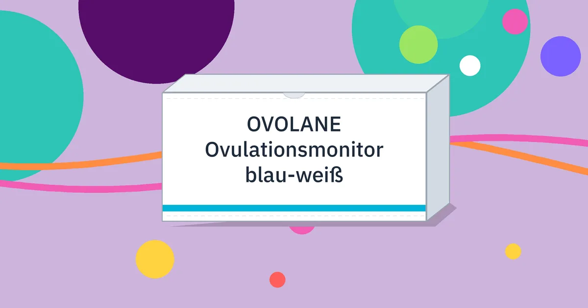 Symbolbild: Packung mit der Aufschrift OVOLANE Ovulationsmonitor blau-weiß (PZN 13865569) – Verfügbarkeit und Bezug in Apotheken in Frankfurt am Main