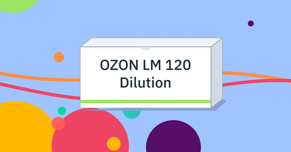 Symbolbild: Packung mit der Aufschrift OZON LM 120 Dilution (PZN 12974776) – Verfügbarkeit und Bezug in Apotheken in Frankfurt am Main