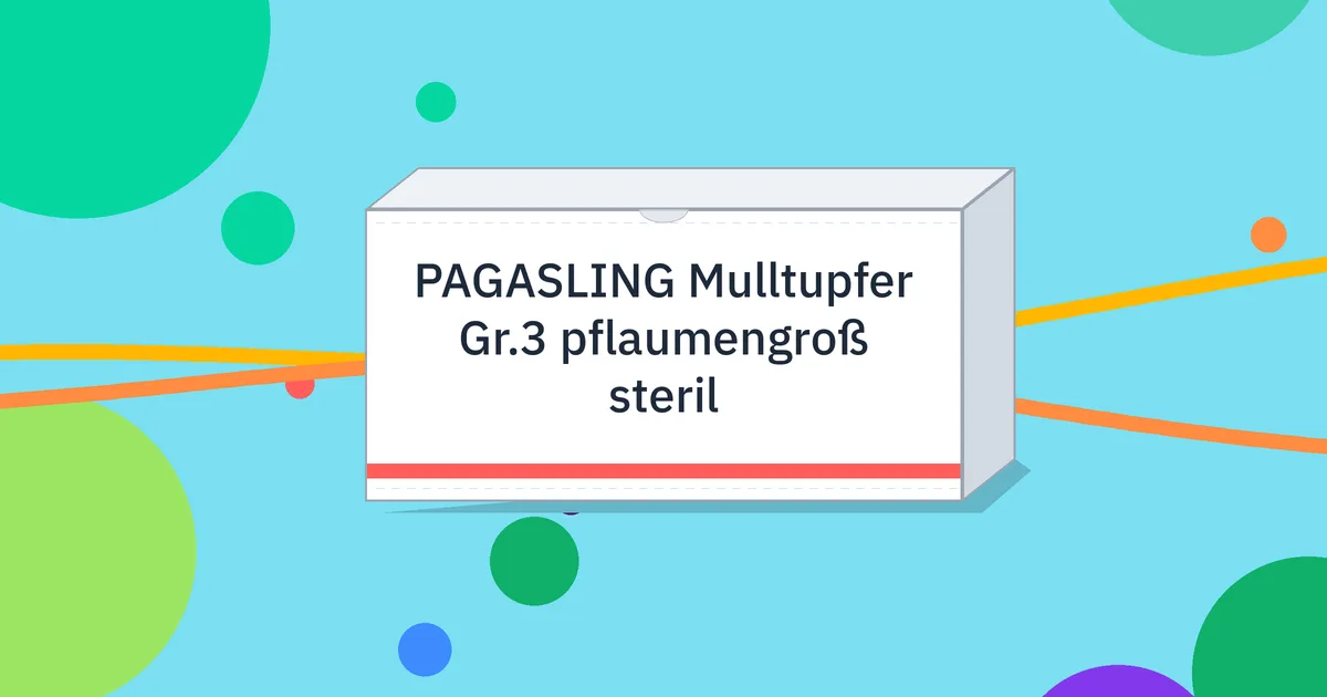 Symbolbild: Packung mit der Aufschrift PAGASLING Mulltupfer Gr.3 pflaumengroß steril (PZN 11113411) – Verfügbarkeit und Bezug in Apotheken in Frankfurt am Main