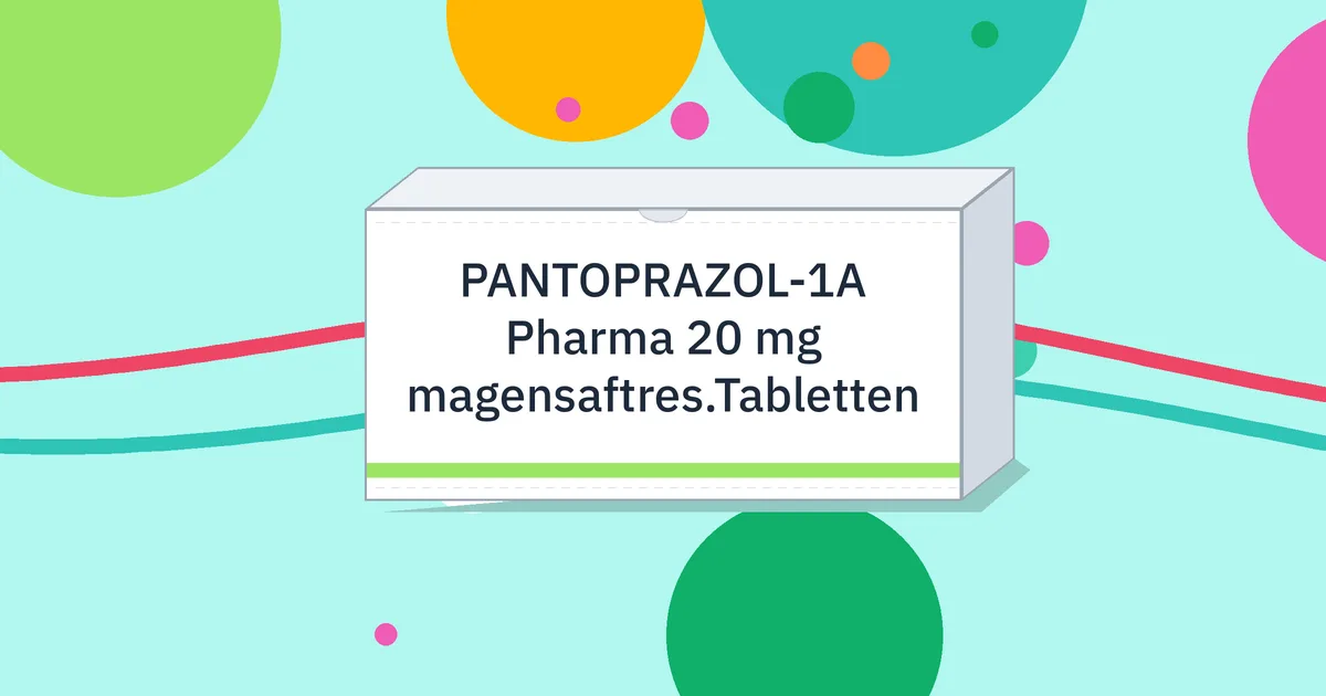 Symbolbild: Packung mit der Aufschrift PANTOPRAZOL-1A Pharma 20 mg magensaftres.Tabletten (PZN 05046975) – Verfügbarkeit und Bezug in Apotheken in Frankfurt am Main
