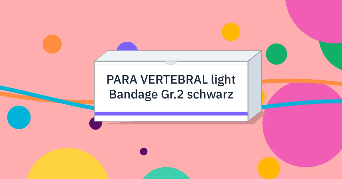 Symbolbild: Packung mit der Aufschrift PARA VERTEBRAL light Bandage Gr.2 schwarz (PZN 10003755) – Verfügbarkeit und Bezug in Apotheken in Frankfurt am Main