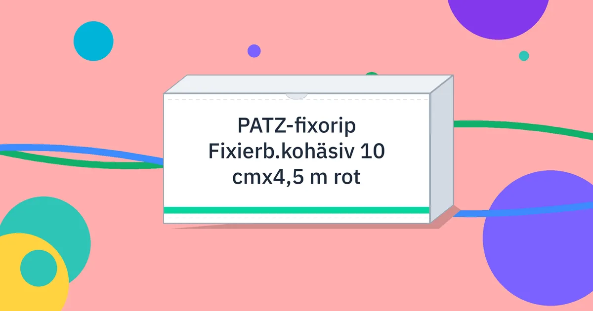 Symbolbild: Packung mit der Aufschrift PATZ-fixorip Fixierb.kohäsiv 10 cmx4,5 m rot (PZN 18449999) – Verfügbarkeit und Bezug in Apotheken in Frankfurt am Main