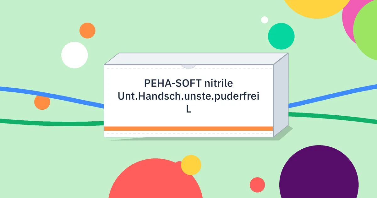 Symbolbild: Packung mit der Aufschrift PEHA-SOFT nitrile Unt.Handsch.unste.puderfrei L (PZN 03538071) – Verfügbarkeit und Bezug in Apotheken in Frankfurt am Main