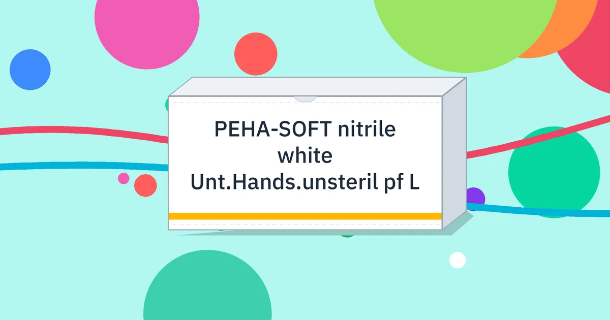 Symbolbild: Packung mit der Aufschrift PEHA-SOFT nitrile white Unt.Hands.unsteril pf L (PZN 09339042) – Verfügbarkeit und Bezug in Apotheken in Frankfurt am Main