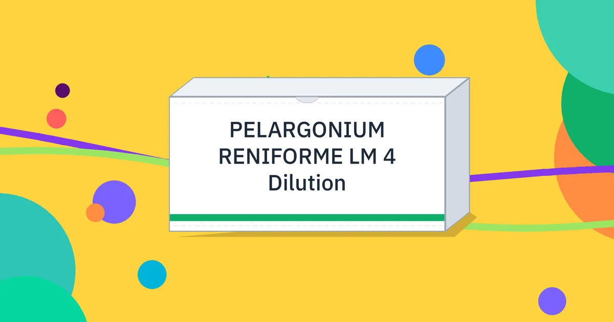 Symbolbild: Packung mit der Aufschrift PELARGONIUM RENIFORME LM 4 Dilution (PZN 13633161) – Verfügbarkeit und Bezug in Apotheken in Frankfurt am Main