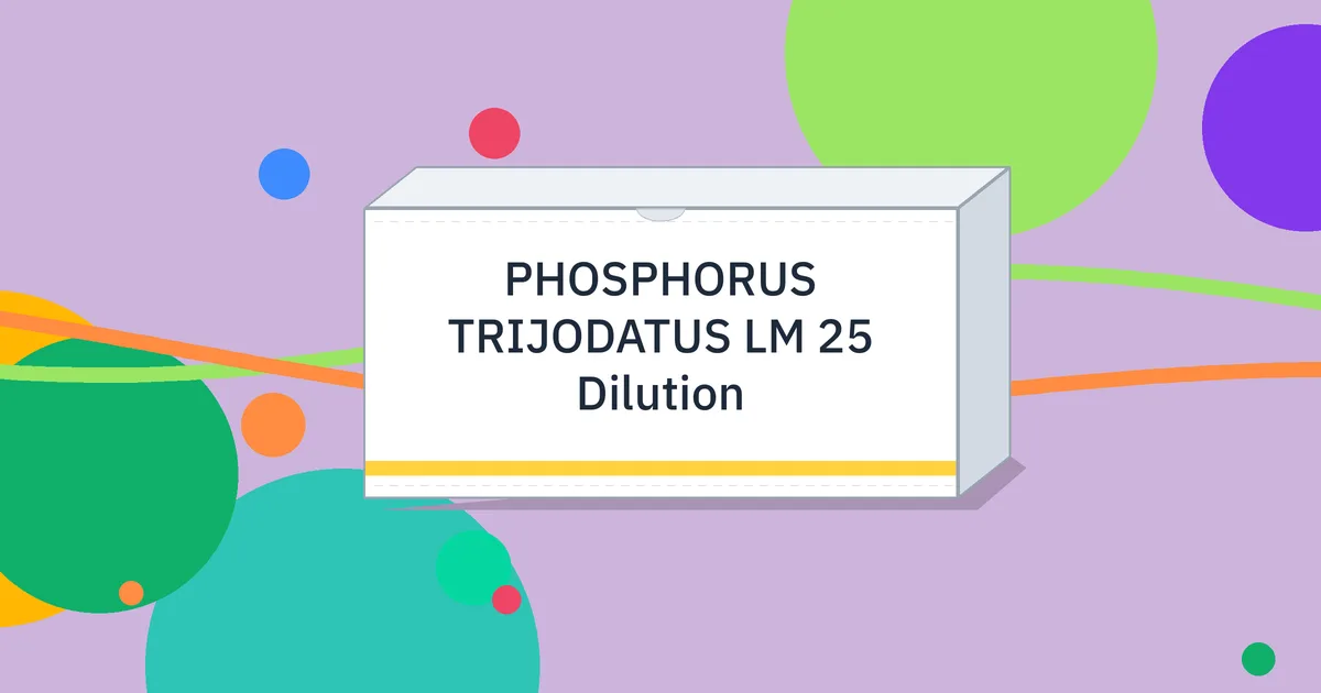 Symbolbild: Packung mit der Aufschrift PHOSPHORUS TRIJODATUS LM 25 Dilution (PZN 13035023) – Verfügbarkeit und Bezug in Apotheken in Frankfurt am Main