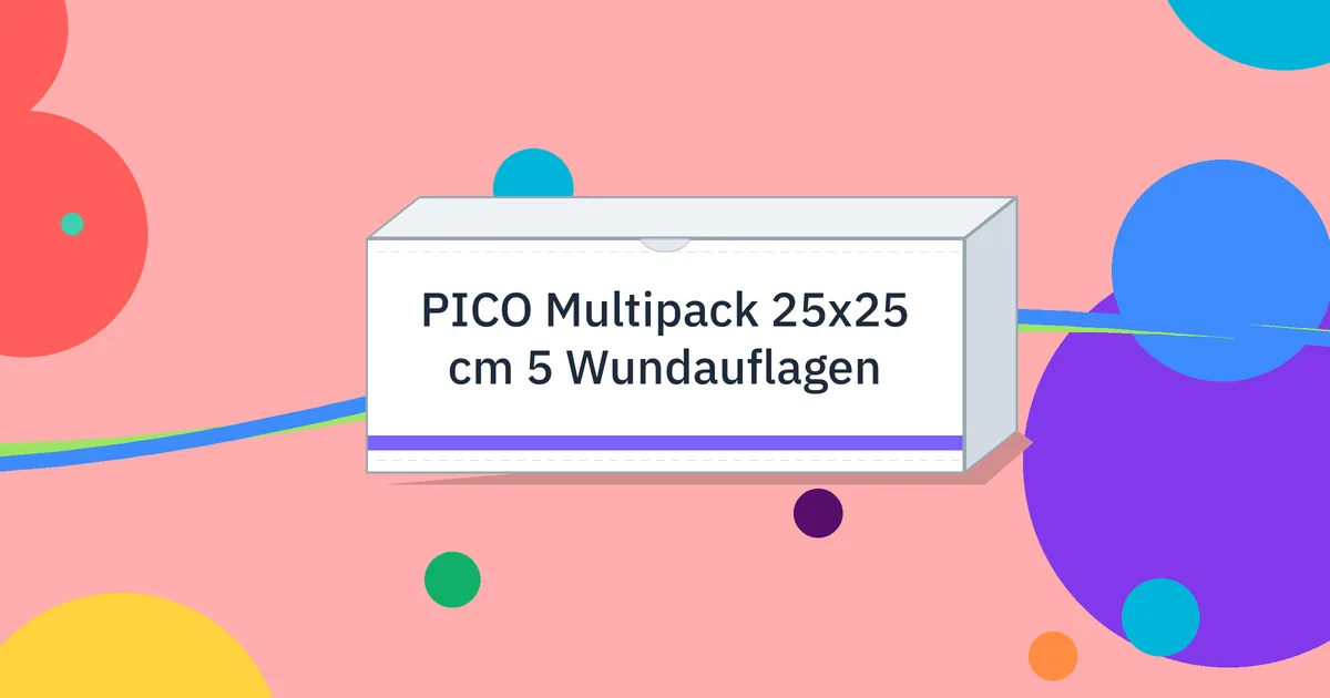 Symbolbild: Packung mit der Aufschrift PICO Multipack 25x25 cm 5 Wundauflagen (PZN 13355348) – Verfügbarkeit und Bezug in Apotheken in Frankfurt am Main