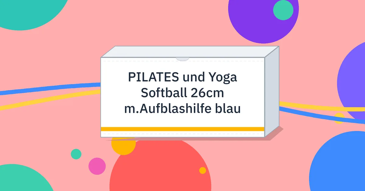 Symbolbild: Packung mit der Aufschrift PILATES und Yoga Softball 26cm m.Aufblashilfe blau (PZN 12405334) – Verfügbarkeit und Bezug in Apotheken in Frankfurt am Main