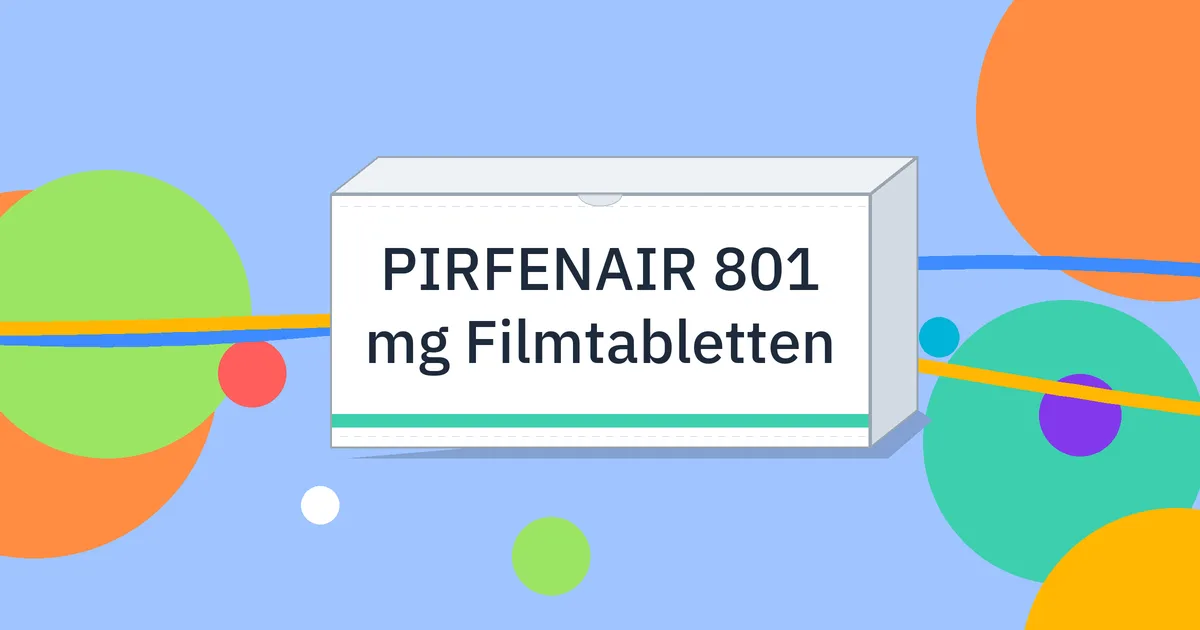 Symbolbild: Packung mit der Aufschrift PIRFENAIR 801 mg Filmtabletten (PZN 17854812) – Verfügbarkeit und Bezug in Apotheken in Frankfurt am Main