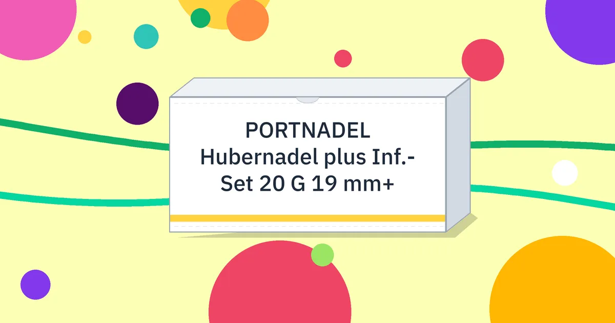 Symbolbild: Packung mit der Aufschrift PORTNADEL Hubernadel plus Inf.-Set 20 G 19 mm+ (PZN 02704627) – Verfügbarkeit und Bezug in Apotheken in Frankfurt am Main