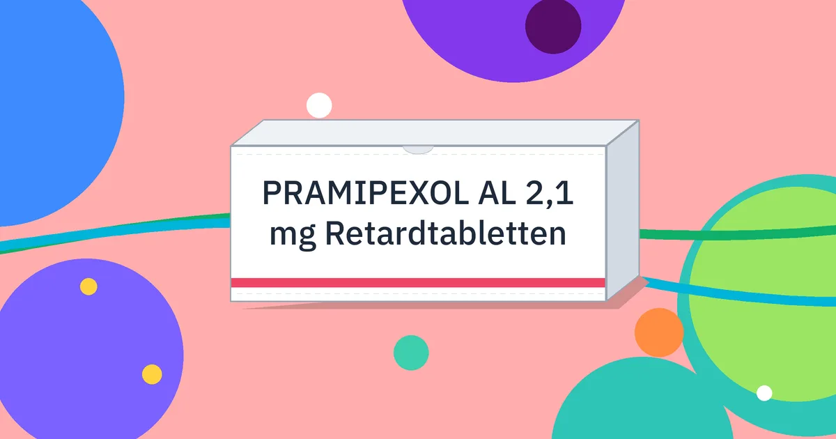 Symbolbild: Packung mit der Aufschrift PRAMIPEXOL AL 2,1 mg Retardtabletten (PZN 15785662) – Verfügbarkeit und Bezug in Apotheken in Frankfurt am Main