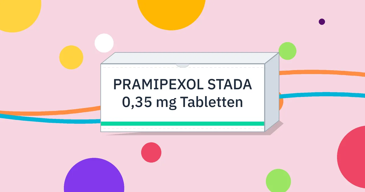 Symbolbild: Packung mit der Aufschrift PRAMIPEXOL STADA 0,35 mg Tabletten (PZN 06560510) – Verfügbarkeit und Bezug in Apotheken in Frankfurt am Main