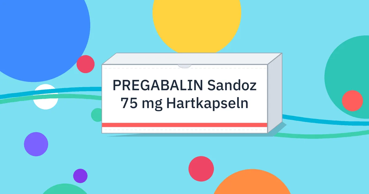 Symbolbild: Packung mit der Aufschrift PREGABALIN Sandoz 75 mg Hartkapseln (PZN 16887040) – Verfügbarkeit und Bezug in Apotheken in Frankfurt am Main