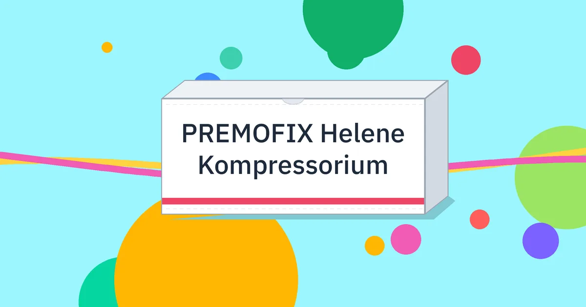Symbolbild: Packung mit der Aufschrift PREMOFIX Helene Kompressorium (PZN 09886399) – Verfügbarkeit und Bezug in Apotheken in Frankfurt am Main
