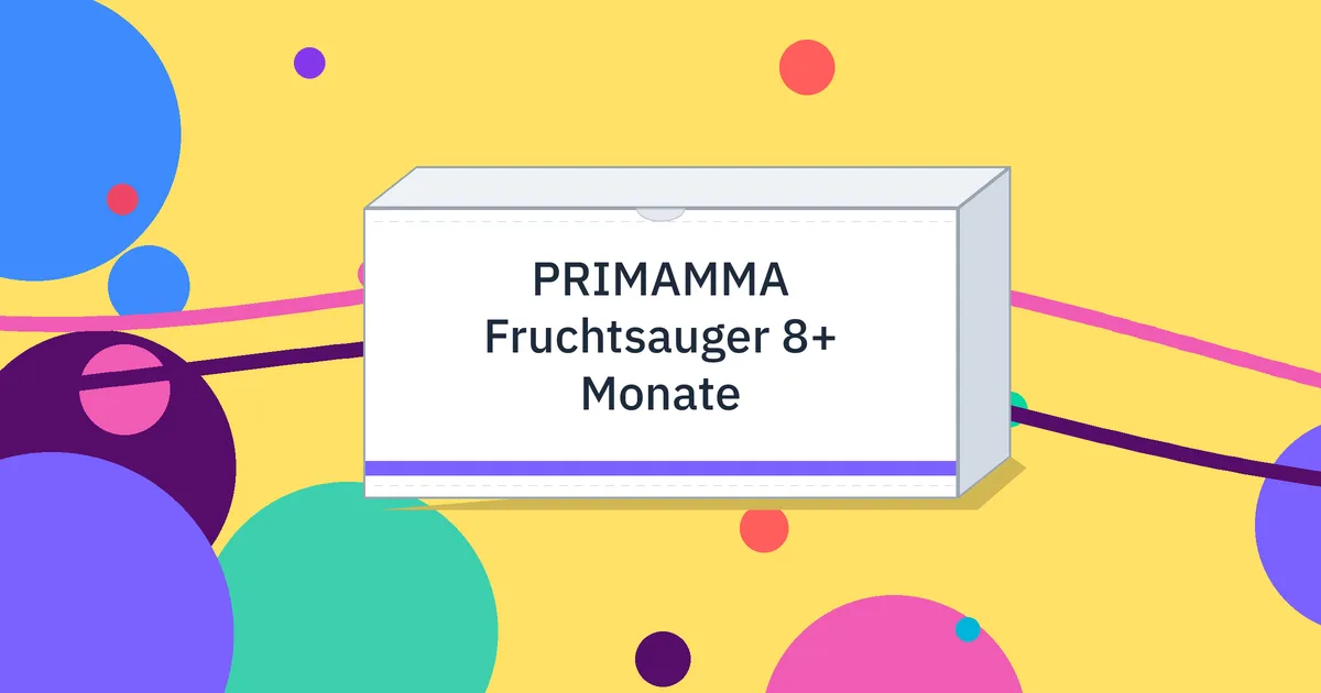 Symbolbild: Packung mit der Aufschrift PRIMAMMA Fruchtsauger 8+ Monate (PZN 11164897) – Verfügbarkeit und Bezug in Apotheken in Frankfurt am Main