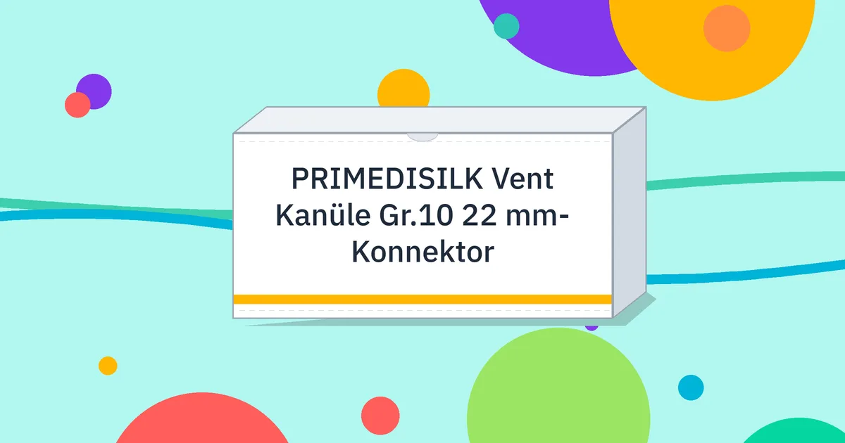 Symbolbild: Packung mit der Aufschrift PRIMEDISILK Vent Kanüle Gr.10 22 mm-Konnektor (PZN 10355922) – Verfügbarkeit und Bezug in Apotheken in Frankfurt am Main