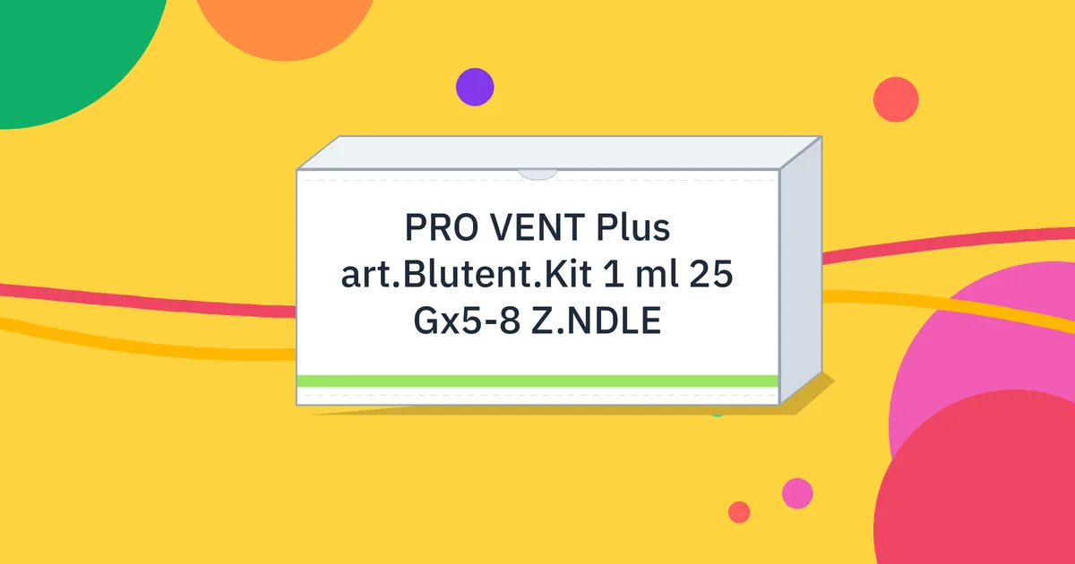 Symbolbild: Packung mit der Aufschrift PRO VENT Plus art.Blutent.Kit 1 ml 25 Gx5-8 Z.NDLE (PZN 09218249) – Verfügbarkeit und Bezug in Apotheken in Frankfurt am Main