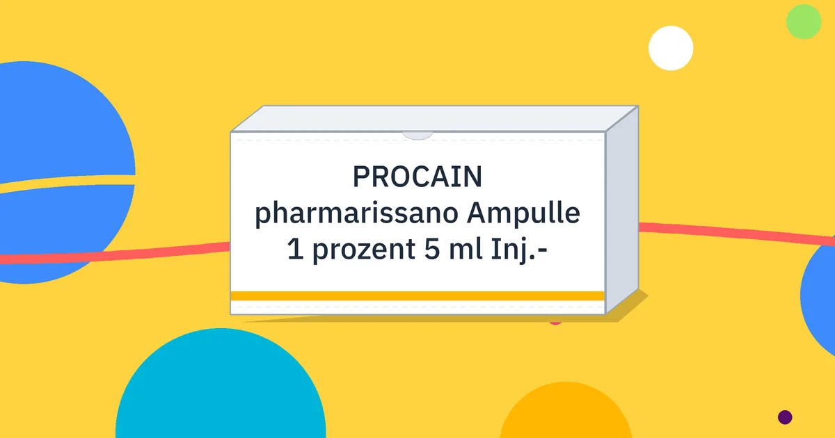 Symbolbild: Packung mit der Aufschrift PROCAIN pharmarissano Ampulle 1 prozent 5 ml Inj.- (PZN 16816229) – Verfügbarkeit und Bezug in Apotheken in Frankfurt am Main