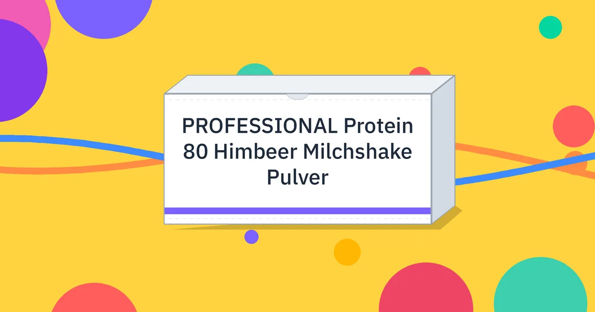 Symbolbild: Packung mit der Aufschrift PROFESSIONAL Protein 80 Himbeer Milchshake Pulver (PZN 15261189) – Verfügbarkeit und Bezug in Apotheken in Frankfurt am Main