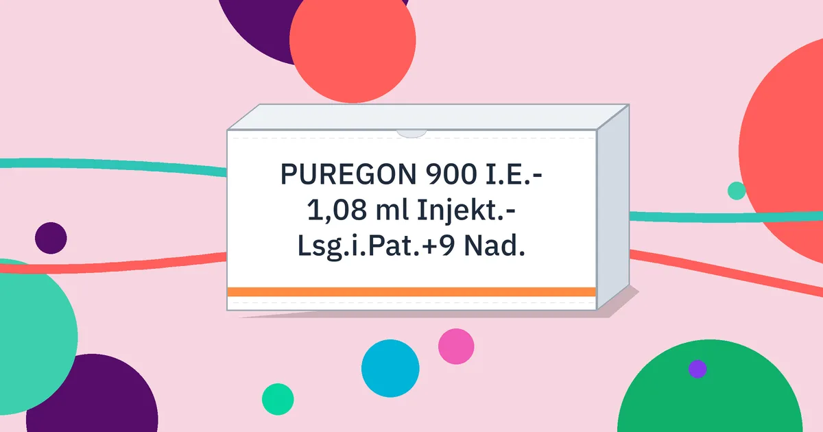 Symbolbild: Packung mit der Aufschrift PUREGON 900 I.E.-1,08 ml Injekt.-Lsg.i.Pat.+9 Nad. (PZN 09615708) – Verfügbarkeit und Bezug in Apotheken in Frankfurt am Main
