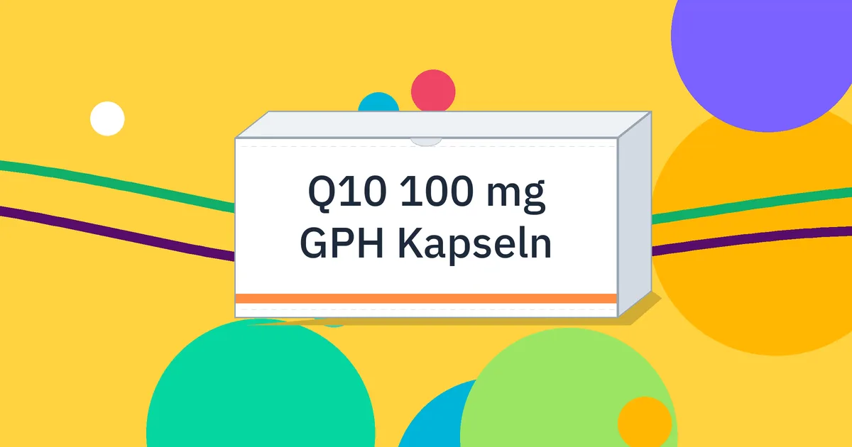 Symbolbild: Packung mit der Aufschrift Q10 100 mg GPH Kapseln (PZN 09722195) – Verfügbarkeit und Bezug in Apotheken in Frankfurt am Main