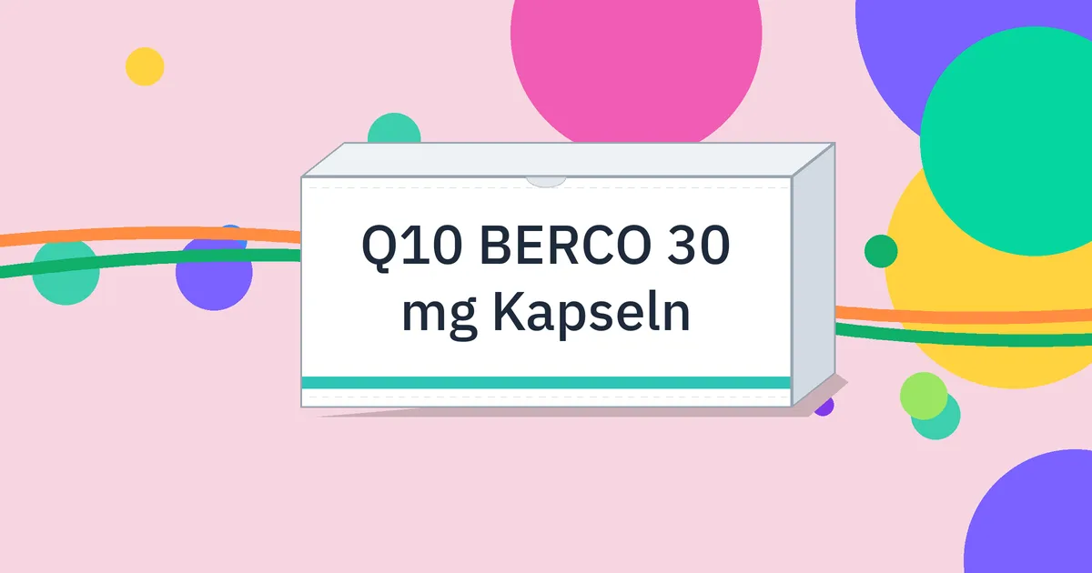 Symbolbild: Packung mit der Aufschrift Q10 BERCO 30 mg Kapseln (PZN 00458414) – Verfügbarkeit und Bezug in Apotheken in Frankfurt am Main