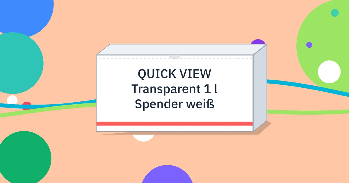 Symbolbild: Packung mit der Aufschrift QUICK VIEW Transparent 1 l Spender weiß (PZN 16313190) – Verfügbarkeit und Bezug in Apotheken in Frankfurt am Main