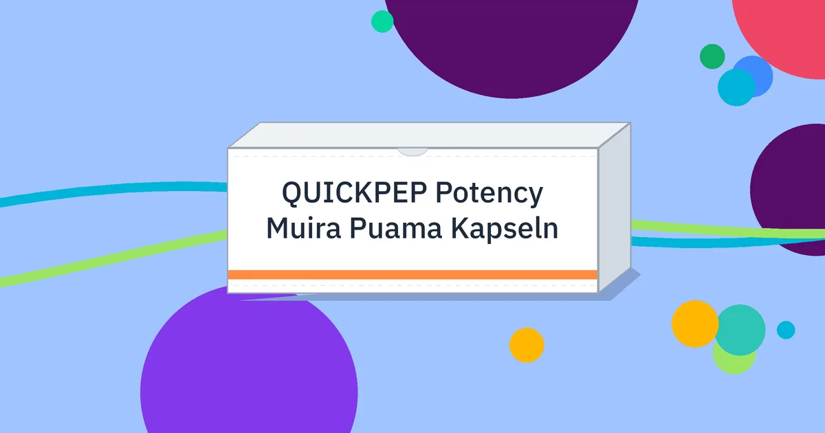 Symbolbild: Packung mit der Aufschrift QUICKPEP Potency Muira Puama Kapseln (PZN 18653783) – Verfügbarkeit und Bezug in Apotheken in Frankfurt am Main