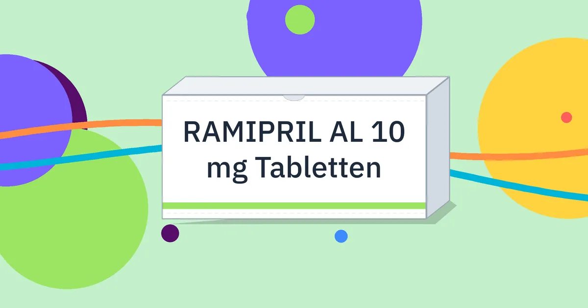 Symbolbild: Packung mit der Aufschrift RAMIPRIL AL 10 mg Tabletten (PZN 00797033) – Verfügbarkeit und Bezug in Apotheken in Frankfurt am Main