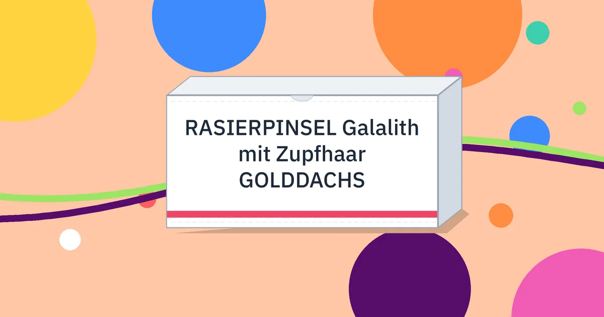 Symbolbild: Packung mit der Aufschrift RASIERPINSEL Galalith mit Zupfhaar GOLDDACHS (PZN 10192176) – Verfügbarkeit und Bezug in Apotheken in Frankfurt am Main