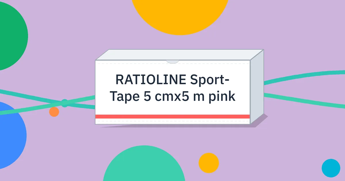 Symbolbild: Packung mit der Aufschrift RATIOLINE Sport-Tape 5 cmx5 m pink (PZN 14341466) – Verfügbarkeit und Bezug in Apotheken in Frankfurt am Main
