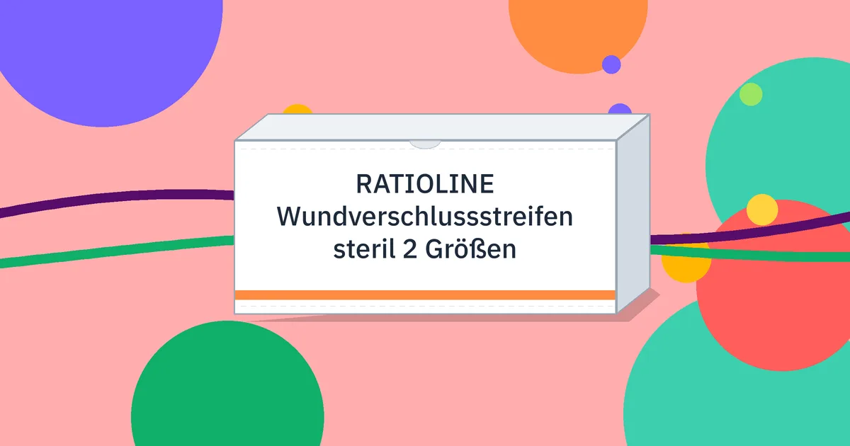 Symbolbild: Packung mit der Aufschrift RATIOLINE Wundverschlussstreifen steril 2 Größen (PZN 18455592) – Verfügbarkeit und Bezug in Apotheken in Frankfurt am Main