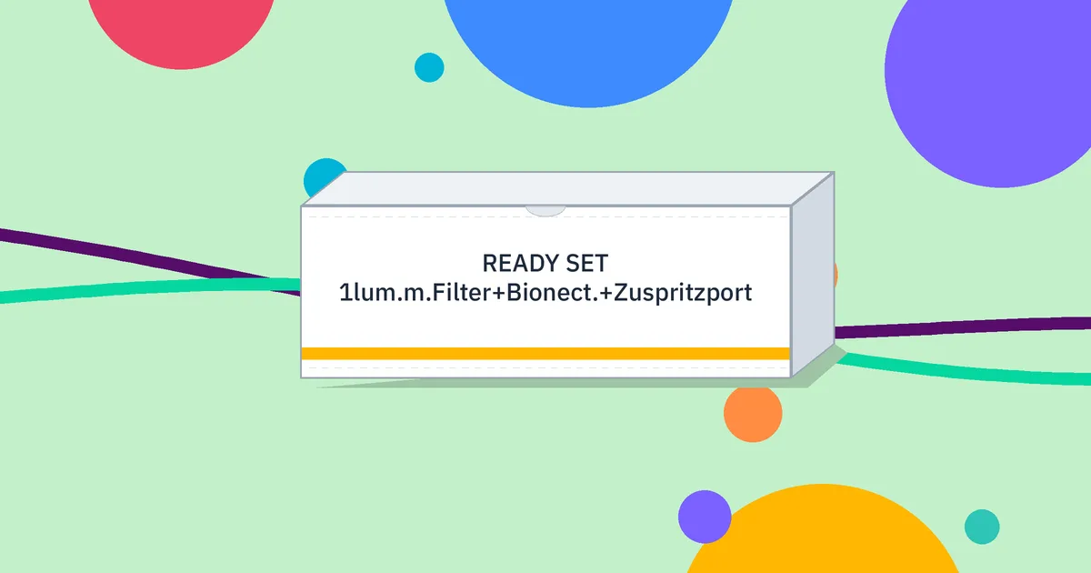 Symbolbild: Packung mit der Aufschrift READY SET 1lum.m.Filter+Bionect.+Zuspritzport (PZN 13574530) – Verfügbarkeit und Bezug in Apotheken in Frankfurt am Main