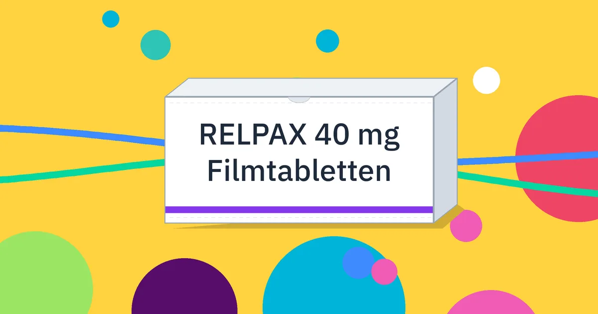 Symbolbild: Packung mit der Aufschrift RELPAX 40 mg Filmtabletten (PZN 01658687) – Verfügbarkeit und Bezug in Apotheken in Frankfurt am Main