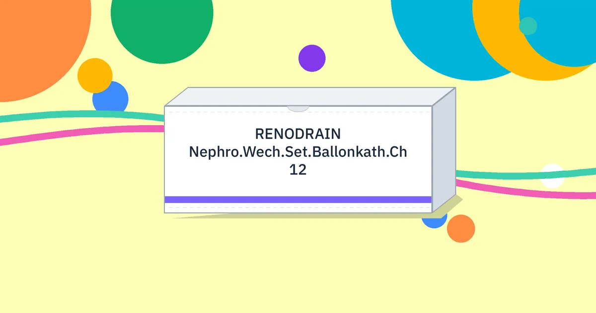Symbolbild: Packung mit der Aufschrift RENODRAIN Nephro.Wech.Set.Ballonkath.Ch 12 (PZN 00443878) – Verfügbarkeit und Bezug in Apotheken in Frankfurt am Main
