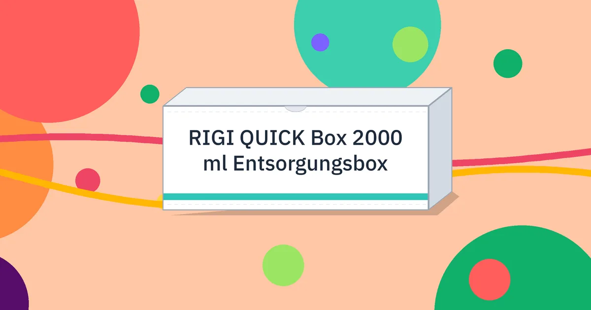 Symbolbild: Packung mit der Aufschrift RIGI QUICK Box 2000 ml Entsorgungsbox (PZN 09288072) – Verfügbarkeit und Bezug in Apotheken in Frankfurt am Main