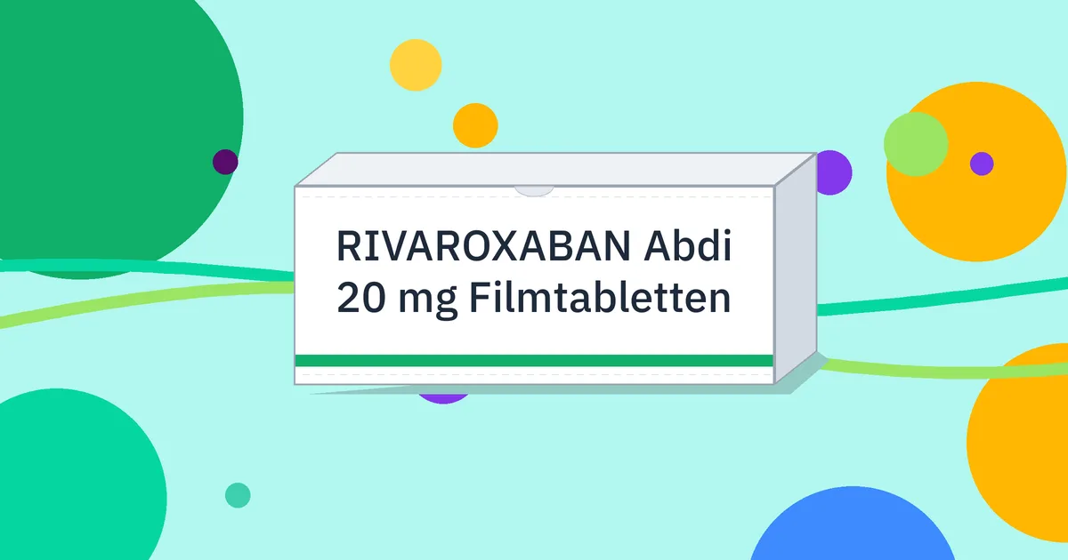 Symbolbild: Packung mit der Aufschrift RIVAROXABAN Abdi 20 mg Filmtabletten (PZN 18820152) – Verfügbarkeit und Bezug in Apotheken in Frankfurt am Main