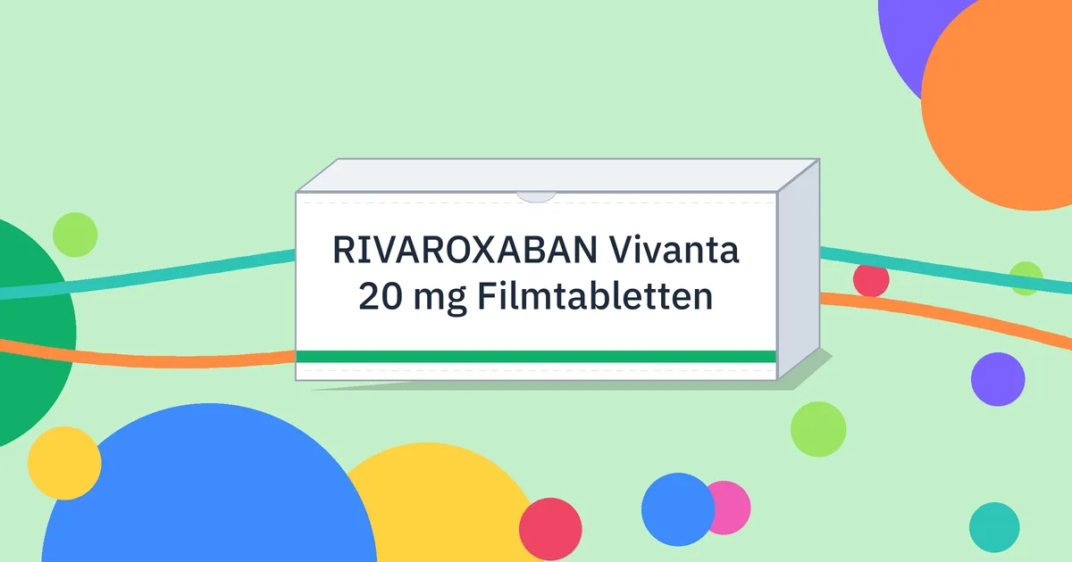 Symbolbild: Packung mit der Aufschrift RIVAROXABAN Vivanta 20 mg Filmtabletten (PZN 20113433) – Verfügbarkeit und Bezug in Apotheken in Frankfurt am Main