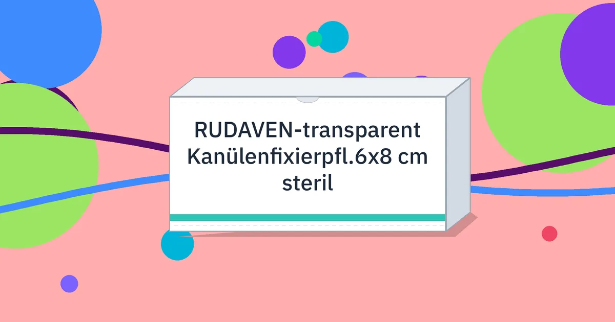 Symbolbild: Packung mit der Aufschrift RUDAVEN-transparent Kanülenfixierpfl.6x8 cm steril (PZN 09430995) – Verfügbarkeit und Bezug in Apotheken in Frankfurt am Main