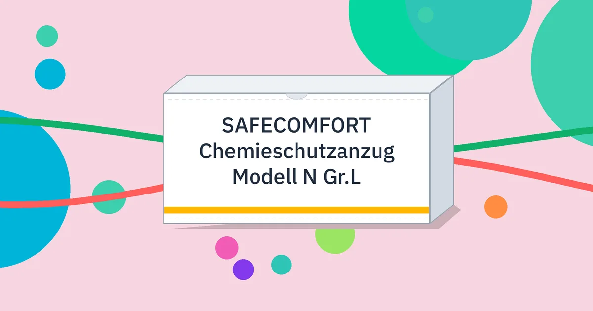 Symbolbild: Packung mit der Aufschrift SAFECOMFORT Chemieschutzanzug Modell N Gr.L (PZN 15305461) – Verfügbarkeit und Bezug in Apotheken in Frankfurt am Main
