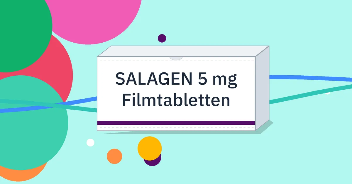 Symbolbild: Packung mit der Aufschrift SALAGEN 5 mg Filmtabletten (PZN 11367442) – Verfügbarkeit und Bezug in Apotheken in Frankfurt am Main