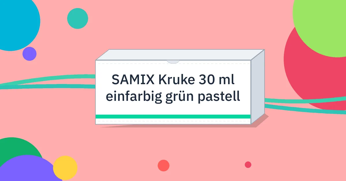 Symbolbild: Packung mit der Aufschrift SAMIX Kruke 30 ml einfarbig grün pastell (PZN 19988037) – Verfügbarkeit und Bezug in Apotheken in Frankfurt am Main