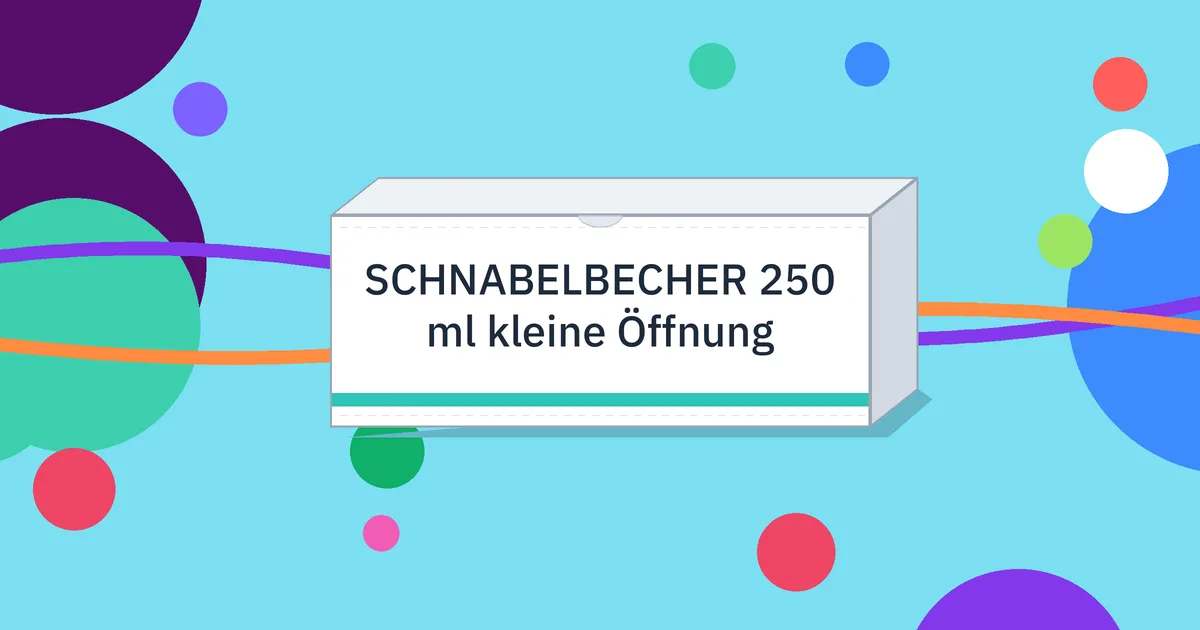 Symbolbild: Packung mit der Aufschrift SCHNABELBECHER 250 ml kleine Öffnung (PZN 07537878) – Verfügbarkeit und Bezug in Apotheken in Frankfurt am Main