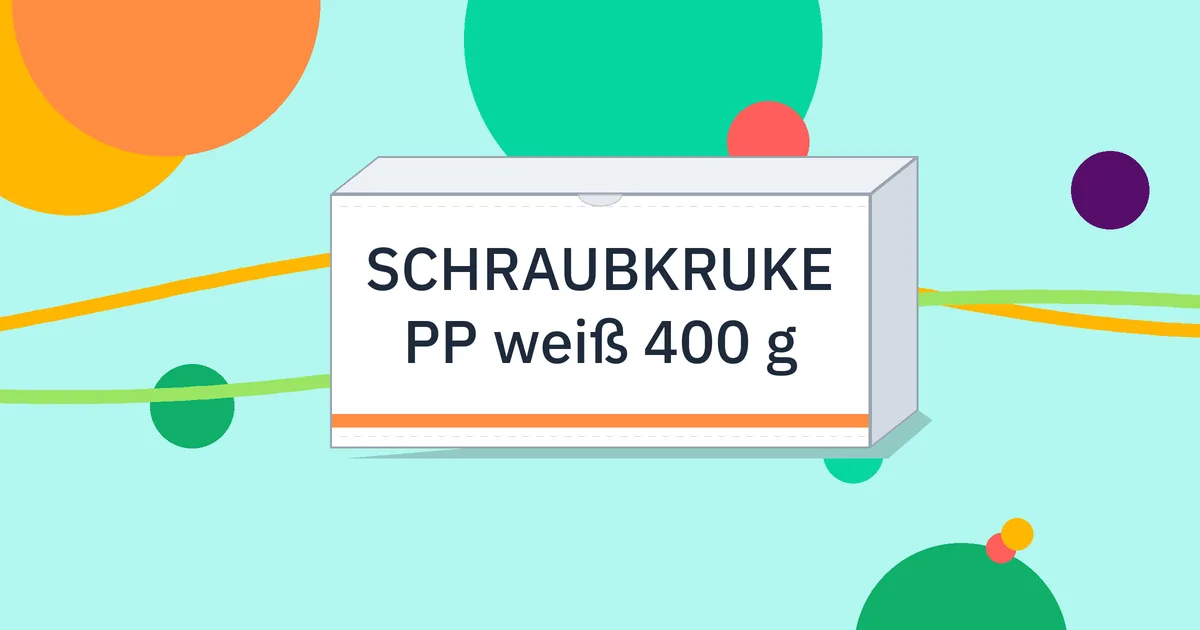 Symbolbild: Packung mit der Aufschrift SCHRAUBKRUKE PP weiß 400 g (PZN 18188056) – Verfügbarkeit und Bezug in Apotheken in Frankfurt am Main