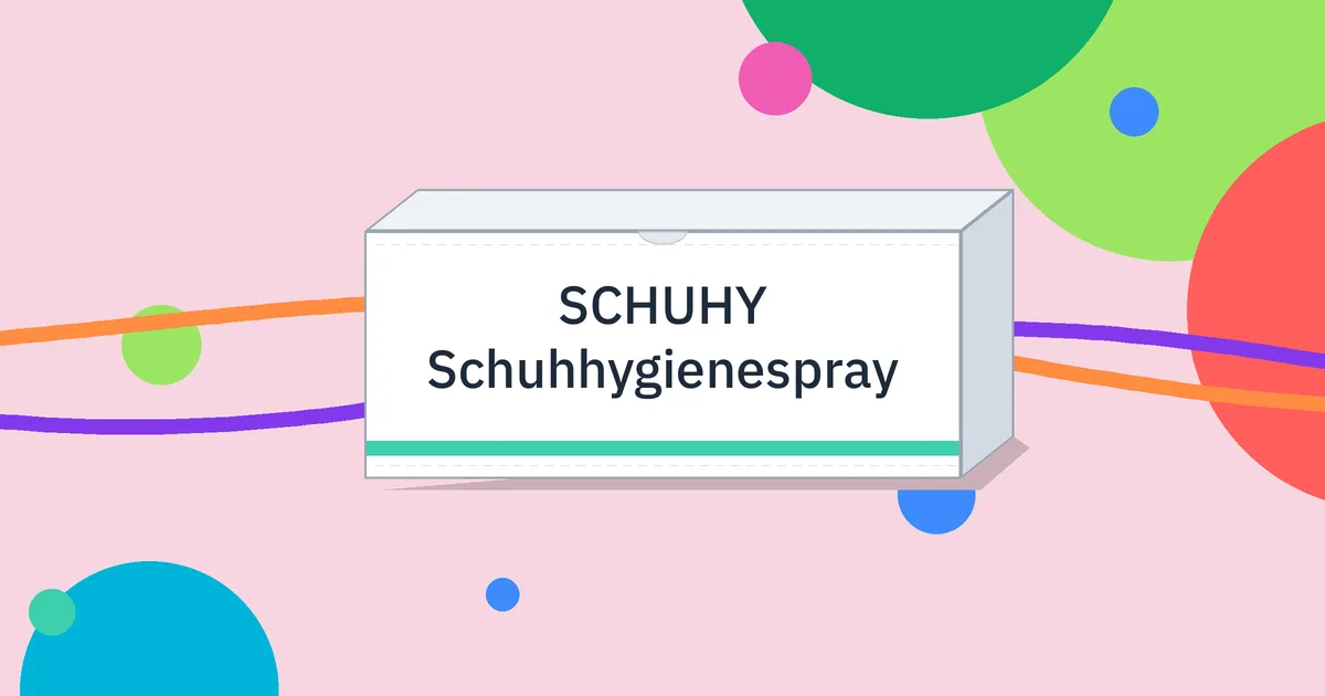 Symbolbild: Packung mit der Aufschrift SCHUHY Schuhhygienespray (PZN 18363878) – Verfügbarkeit und Bezug in Apotheken in Frankfurt am Main